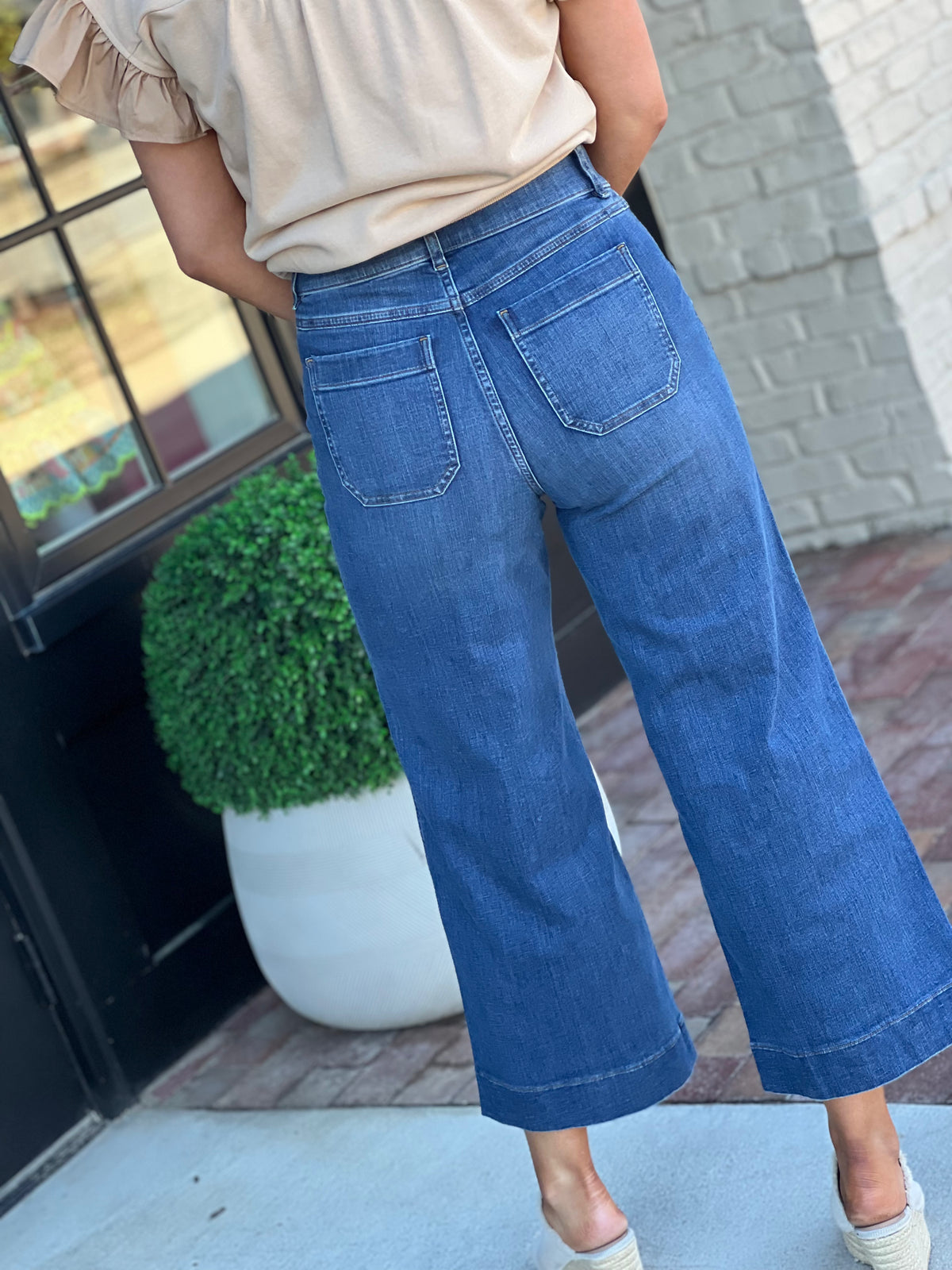 Spanx- Cropped Wide Leg Jean Shaded Blue | Dappled.Shop
